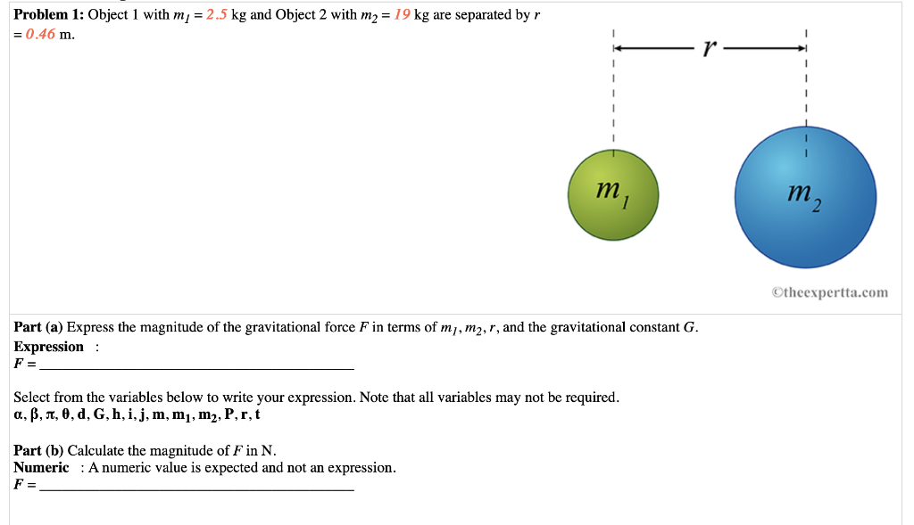 Solved Problem 1: Object 1 with mi-2.5 kg and Object 2 with | Chegg.com