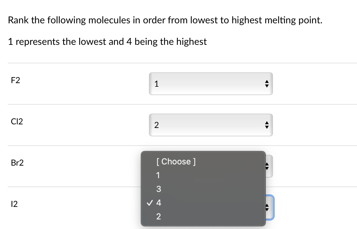 Solved Rank the following molecules in order from lowest to | Chegg.com