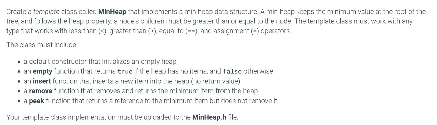 Solved C++ MinHeap.cpp, just to show | Chegg.com