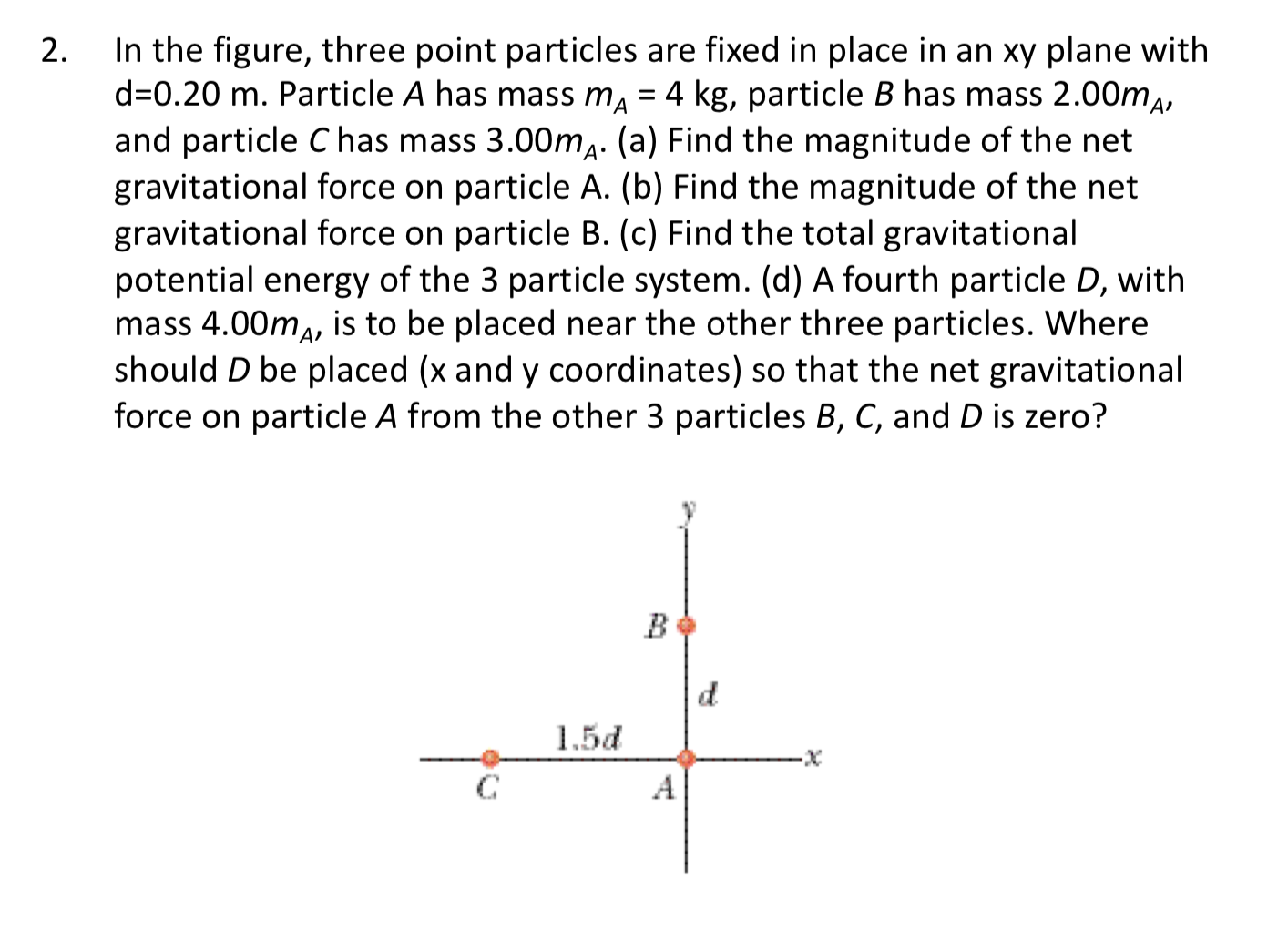 Solved 2. In the figure, three point particles are fixed in | Chegg.com