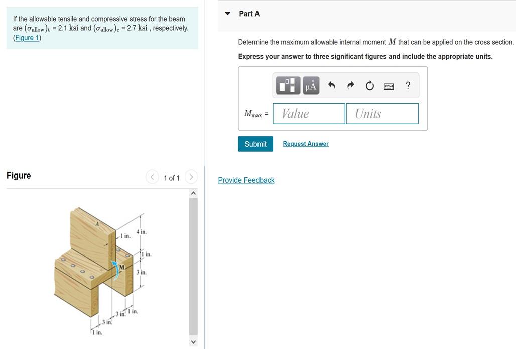 Solved If the allowable tensile and compressive stress for | Chegg.com