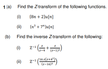 Solved 1 (a) Find the Z-transform of the following | Chegg.com