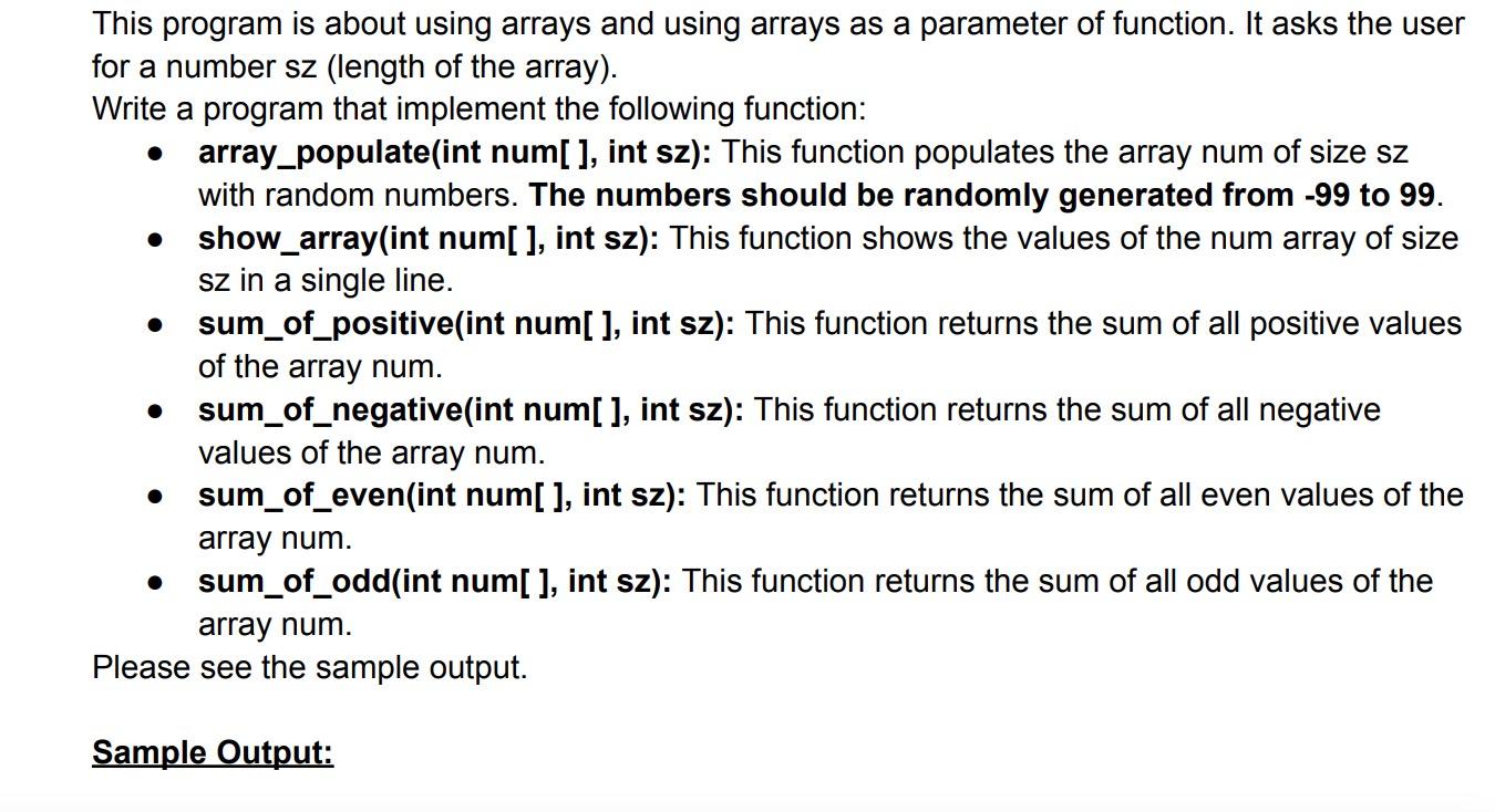 Solved . This program is about using arrays and using arrays | Chegg.com