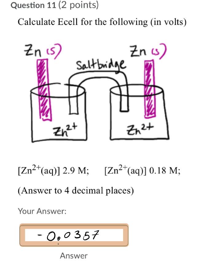 Solved Calculate ecell given M. The answer is written in | Chegg.com