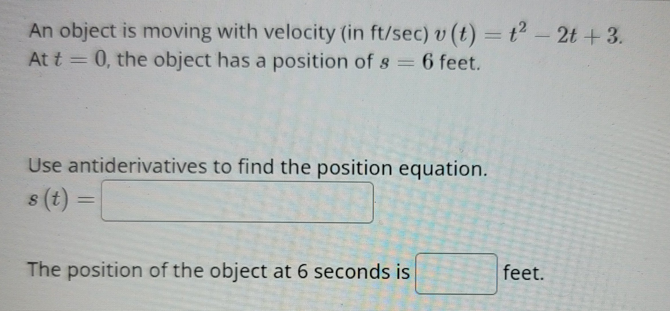 Solved An object is moving with velocity (in | Chegg.com