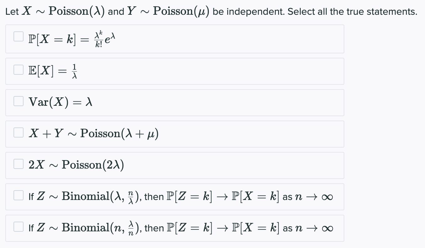 Solved Let X∼Poisson(λ) and Y∼Poisson(μ) be independent. | Chegg.com