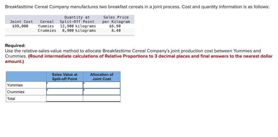 Solved Required Use The Relative Sales Value Method To