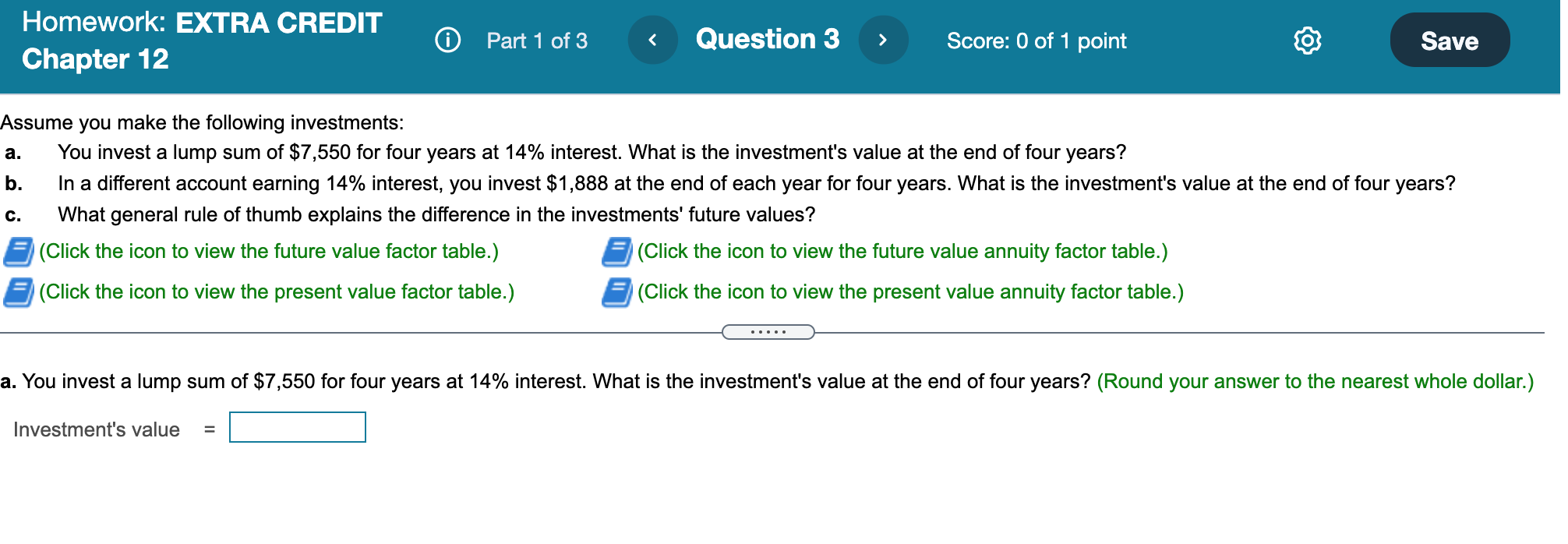 Solved Homework: EXTRA CREDIT Chapter 12 © Part 1 of 3 | Chegg.com