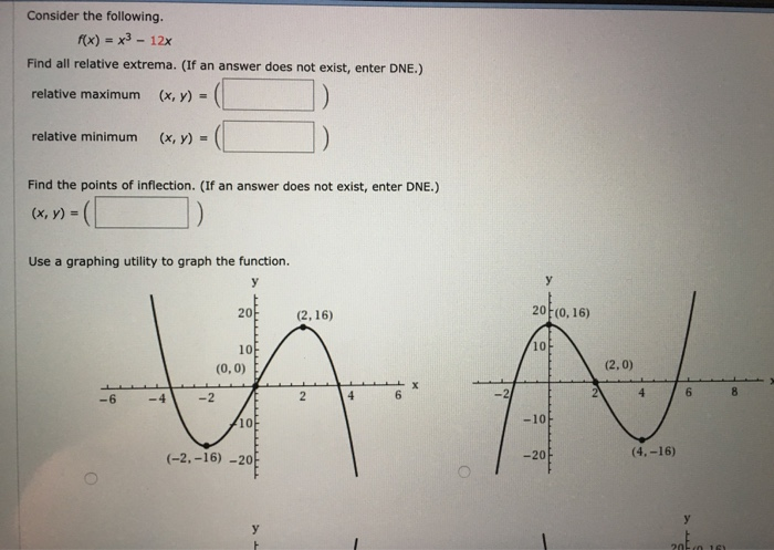 Solved Consider the following. /(x) = x3-12x Find all | Chegg.com