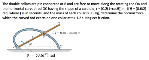 Solved The double collars are pin connected at B and are | Chegg.com