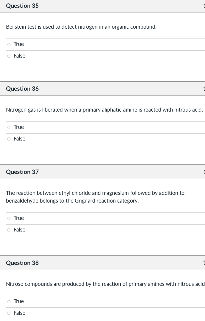 Solved Question 35 Beilstein test is used to detect nitrogen | Chegg.com