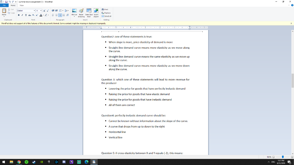 Solved X H = summer micro assignment (1) - WordPad Fic Home | Chegg.com