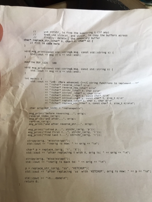 Solved LAB: C++/C common string functions part 2: reverse, | Chegg.com