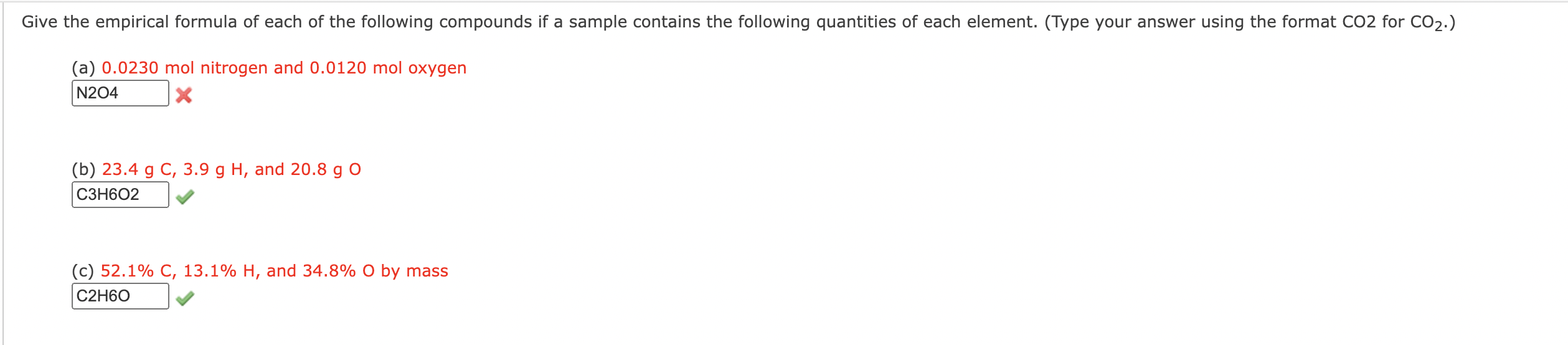 Solved Give the empirical formula of each of the following | Chegg.com