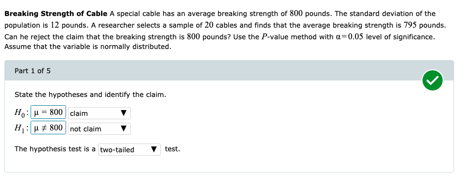 Solved Breaking Strength of Cable A special cable has an | Chegg.com