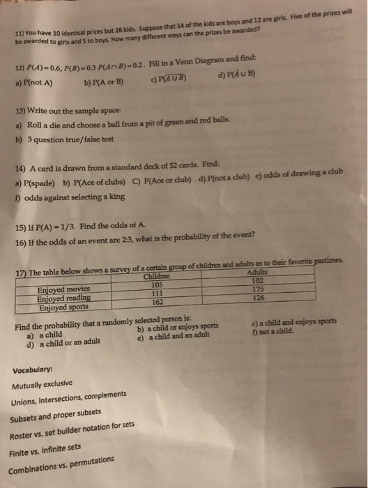 Solved You have 10 identical prizes but 26 kids. Suppose | Chegg.com