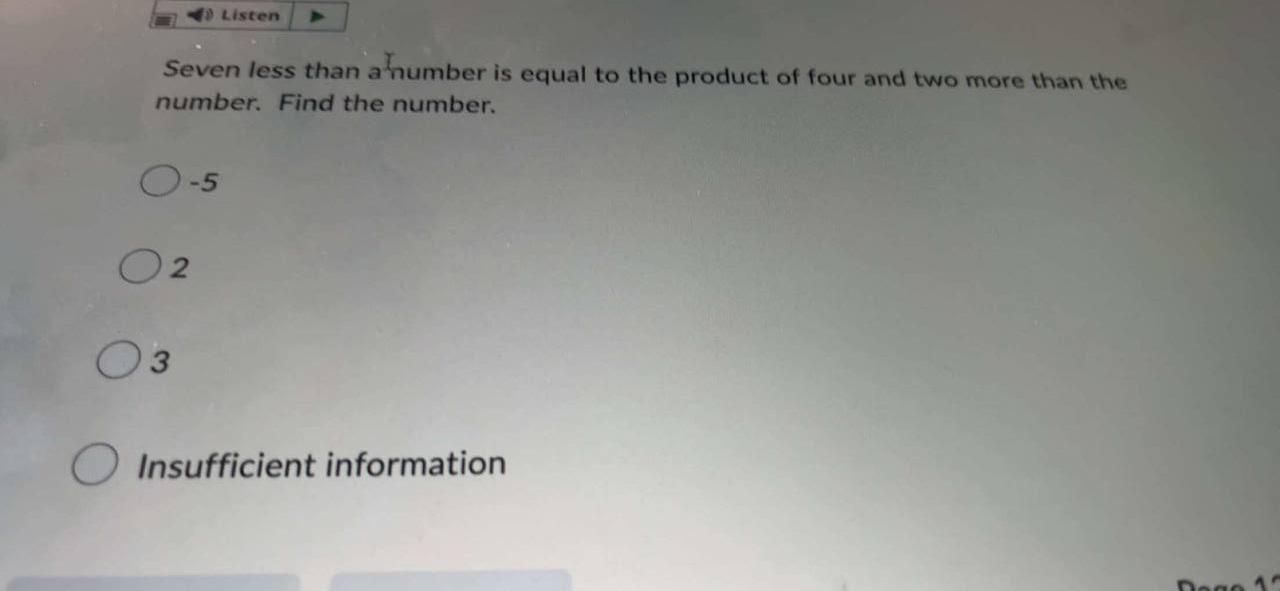 Solved Seven less than a number is equal to the product of | Chegg.com