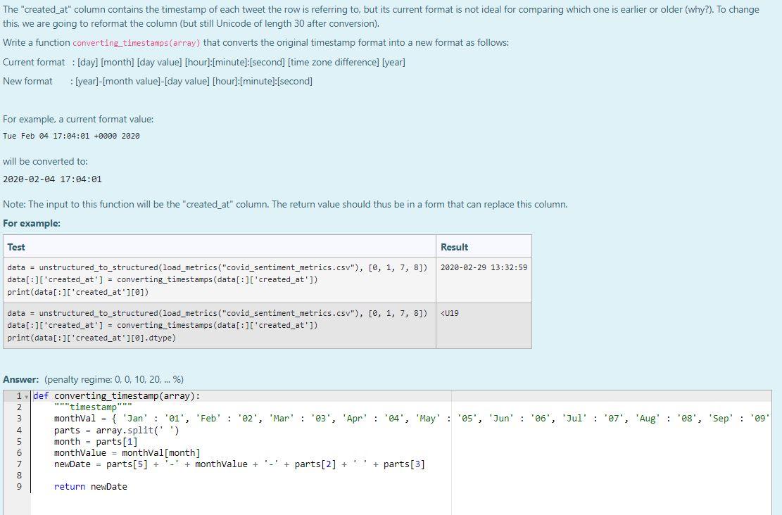 Solved The "created_at" column contains the timestamp of | Chegg.com