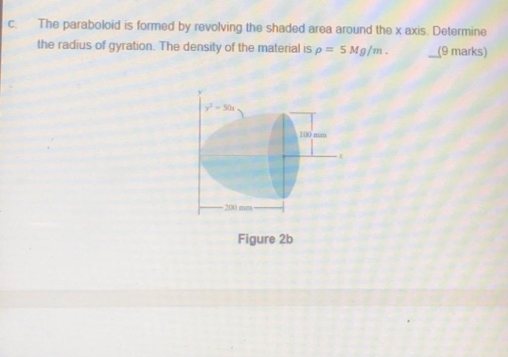 Solved С. The paraboloid is formed by revolving the shaded | Chegg.com
