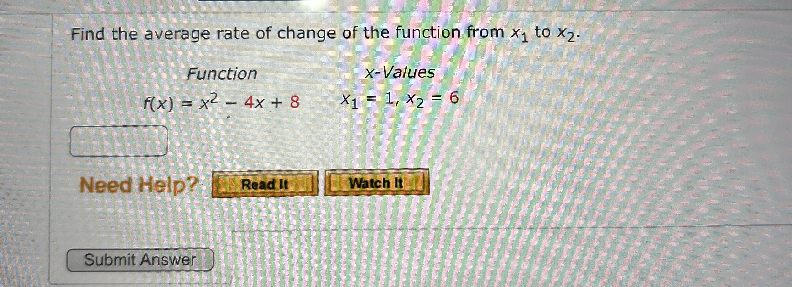 Solved Points Find the average rate of change of the | Chegg.com