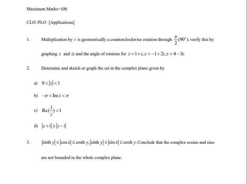 Solved Maximum Marks=100 CLO/PLO [Applications] 1. | Chegg.com