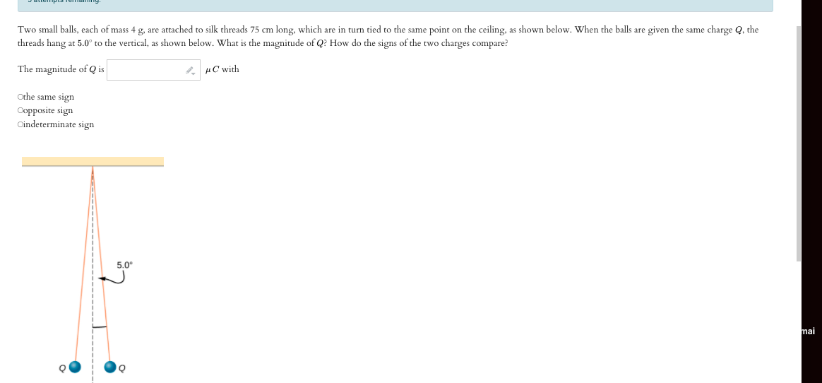 Solved Two small balls, each of mass 4 g, are attached to | Chegg.com