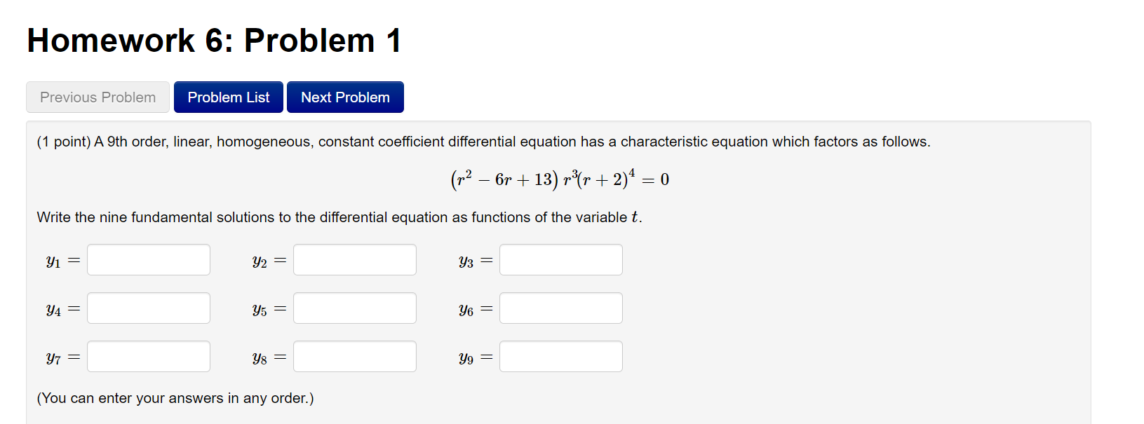Solved Homework 6: Problem 1 Previous Problem Problem List | Chegg.com
