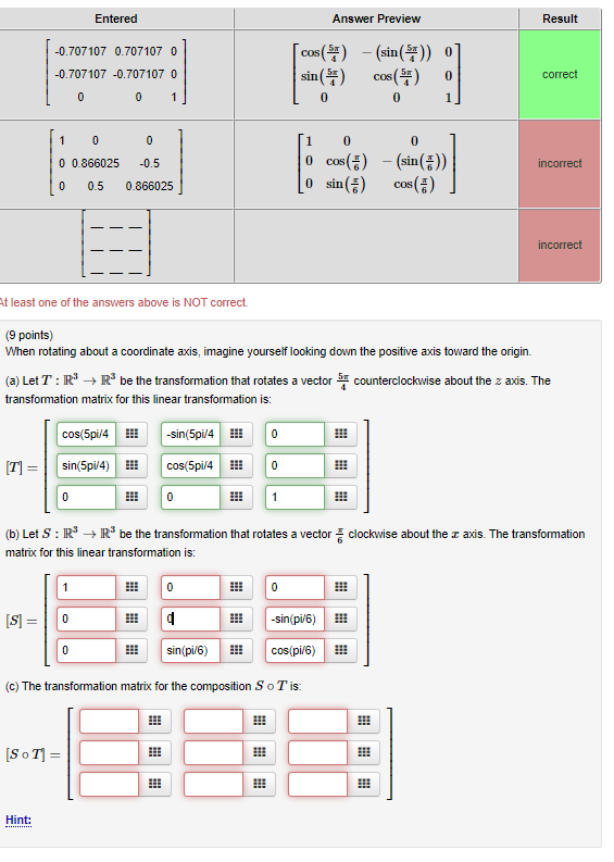 Solved (9 points) When rotating about a coordinate axis, | Chegg.com