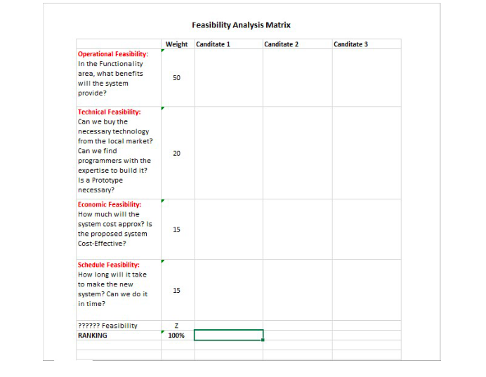 Feasibility Study Excel Template