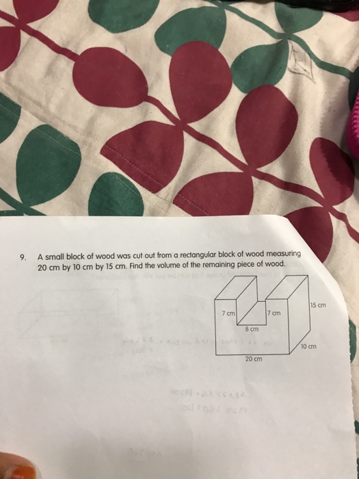 Solved A small block of wood was cut out from a rectangular | Chegg.com