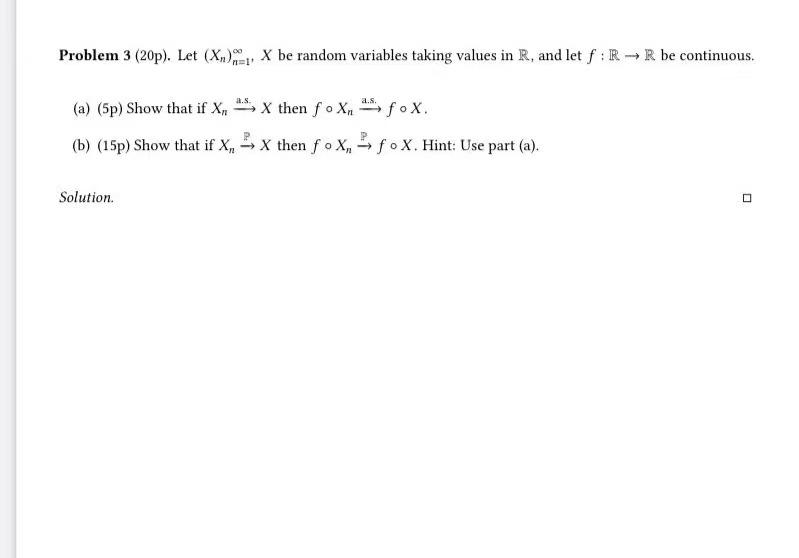 Solved Problem 3 (20p). Let (X₂)X be random variables taking | Chegg.com