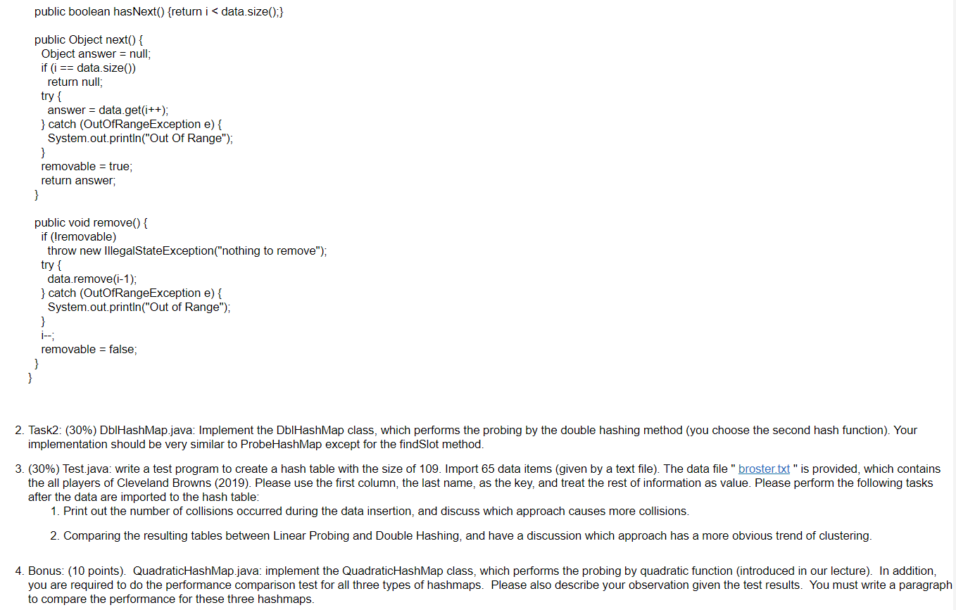 Solved 1. Task1:(30%) Implementation of the Probe HashMap | Chegg.com
