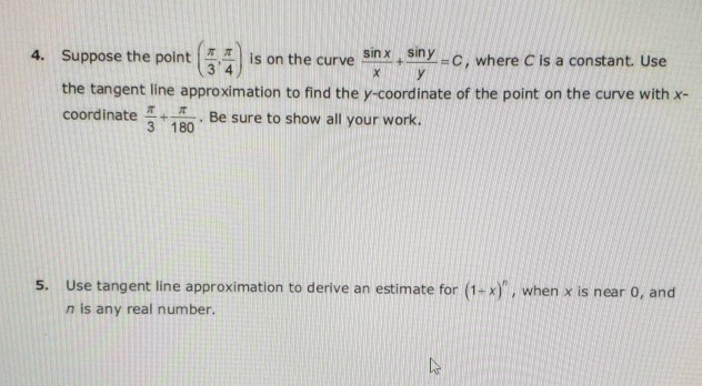 Solved AP Calculus AB Practice: Tangent Line Approximation | Chegg.com