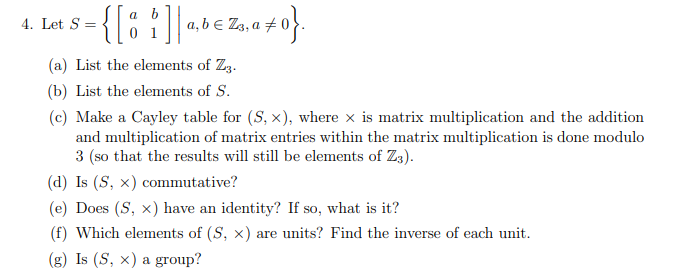 Solved 1. Let s= {[: 1 ]|1,6€25,+0} (a) List the elements of | Chegg.com