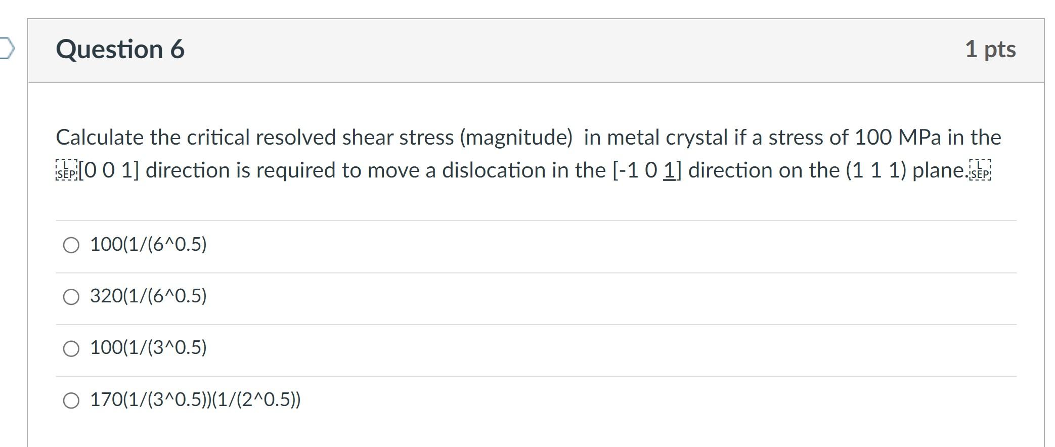 Solved Calculate the critical resolved shear stress | Chegg.com
