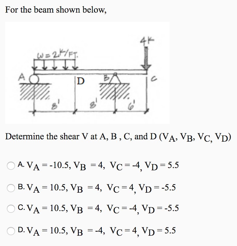 Solved For the beam shown below, 9 Determine the shear V at | Chegg.com