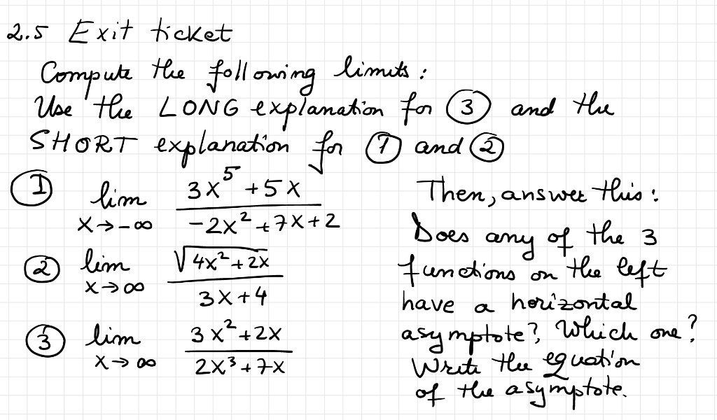 Solved and the 2.5 Exit ticket Use the LONG explanation for | Chegg.com