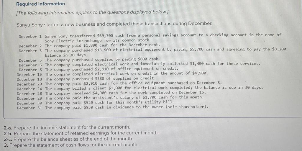 Solved Required information [The following information | Chegg.com