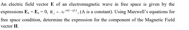 Solved An electric field vector E of an electromagnetic wave | Chegg.com
