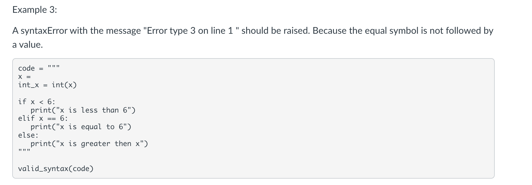 def valid_syntax(code:str): This function will be | Chegg.com