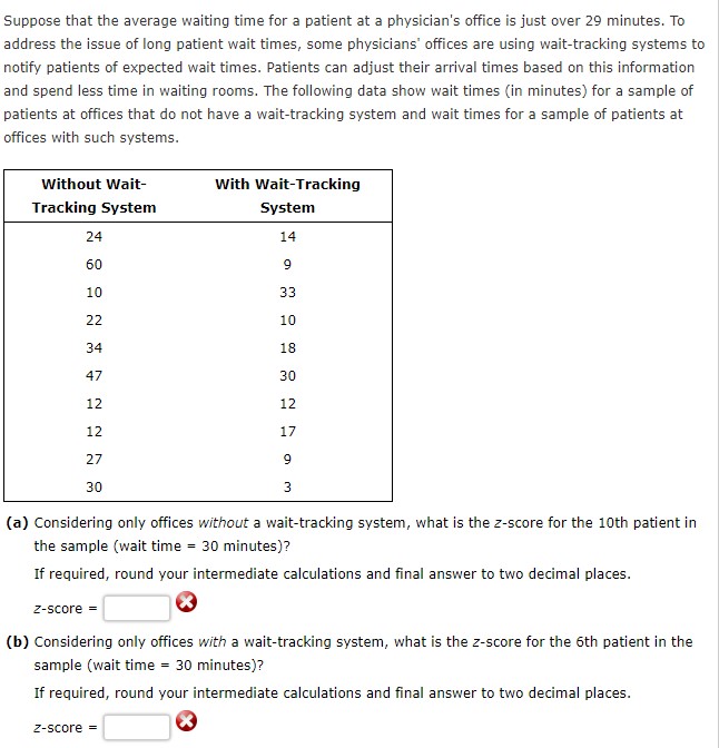 Solved Suppose That The Average Waiting Time For A Patient