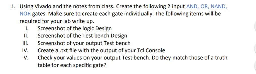 1. Using Vivado and the notes from class. Create the | Chegg.com