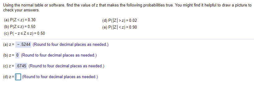 Solved Using the normal table or software, find the value of | Chegg.com