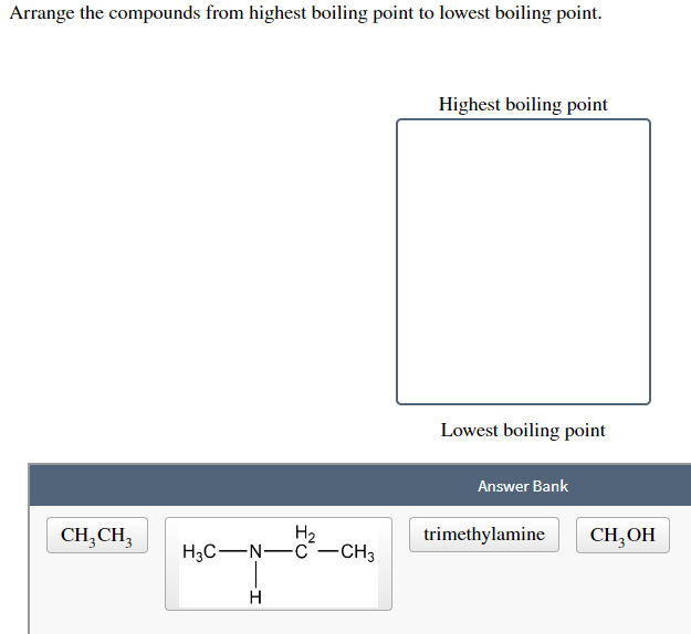 Solved Arrange the compounds from highest boiling point to | Chegg.com