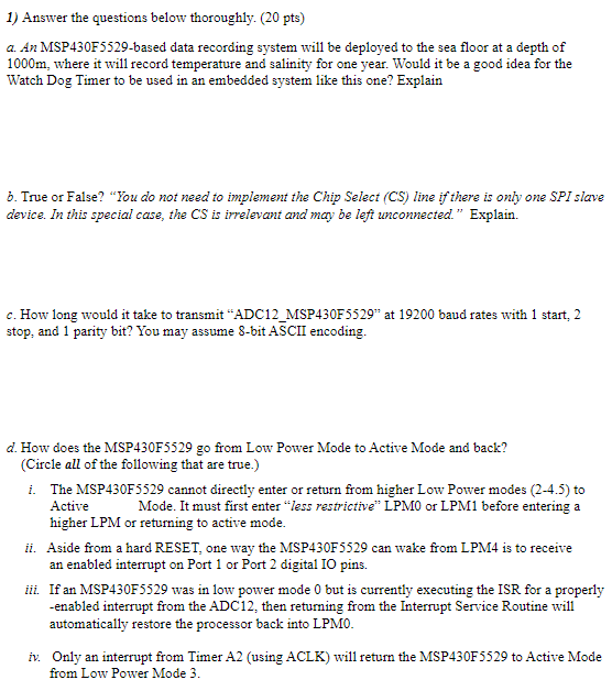 Solved 1) Answer the questions below thoroughly. (20 pts) a. | Chegg.com