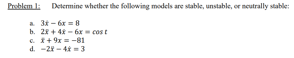 Solved Problem 1: Determine whether the following models are | Chegg.com