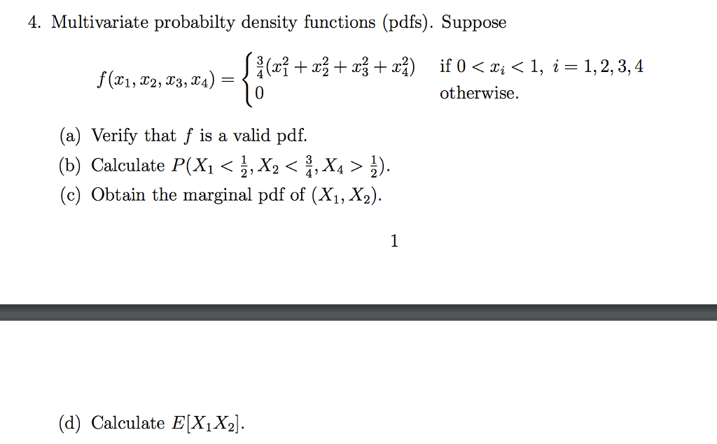 Solved 4. Multivariate probabilty density functions (pdfs). | Chegg.com