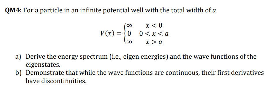 For a particle in an infinite potential well with the | Chegg.com