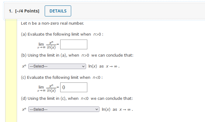 Solved 1. [-14 Points] DETAILS Let n be a non-zero real | Chegg.com