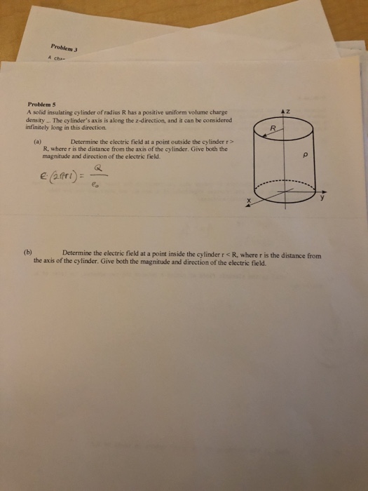 Solved Problem 3 AZ Problem 5 A solid insulating cylinder of | Chegg.com